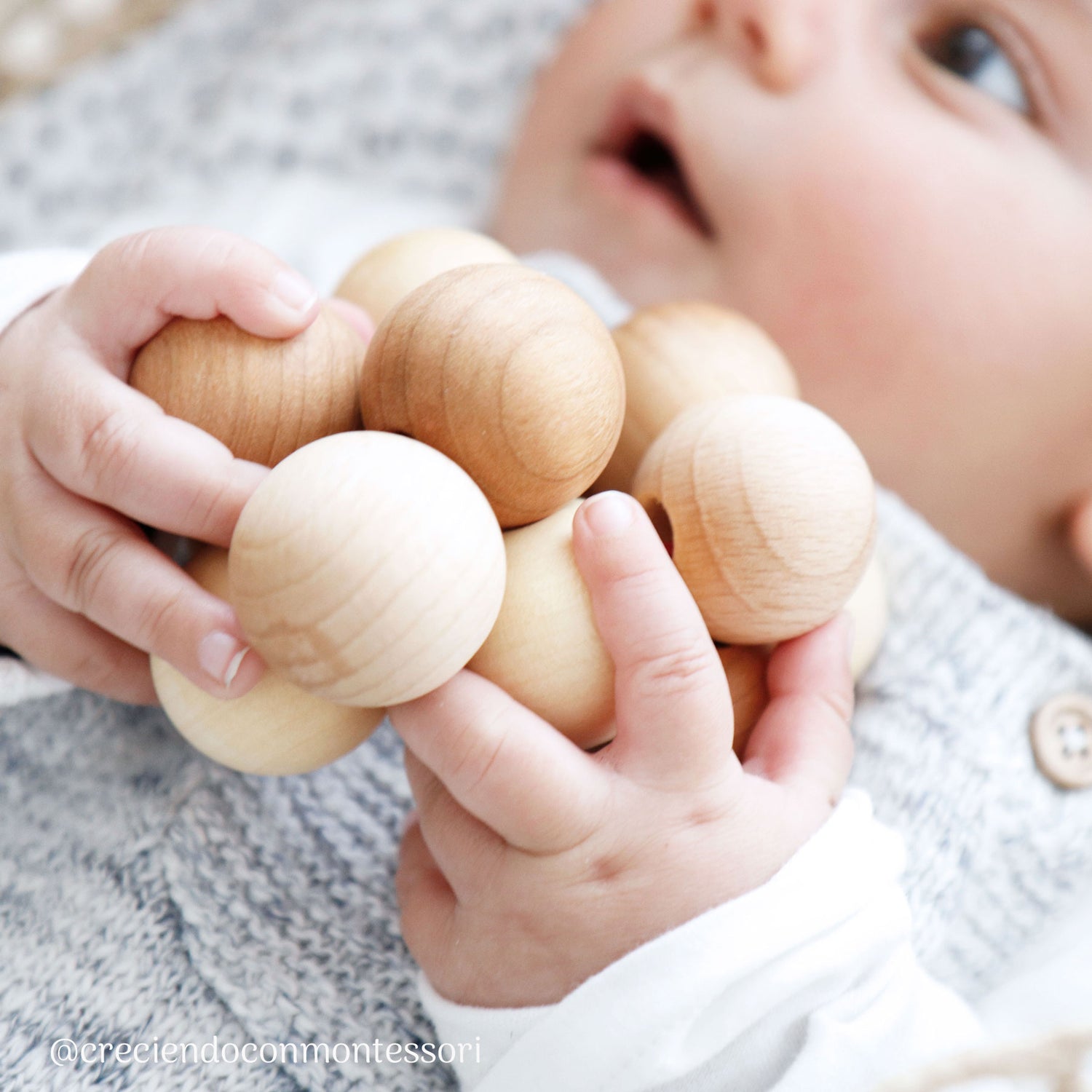 Grasping toy made of wooden balls, maple wood, cherry wood, beech wood ...